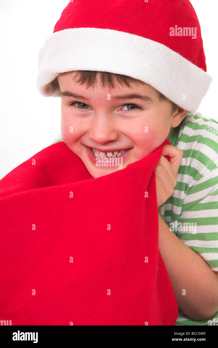 Young Boy with a Santa Sack Stock Photo - Alamy