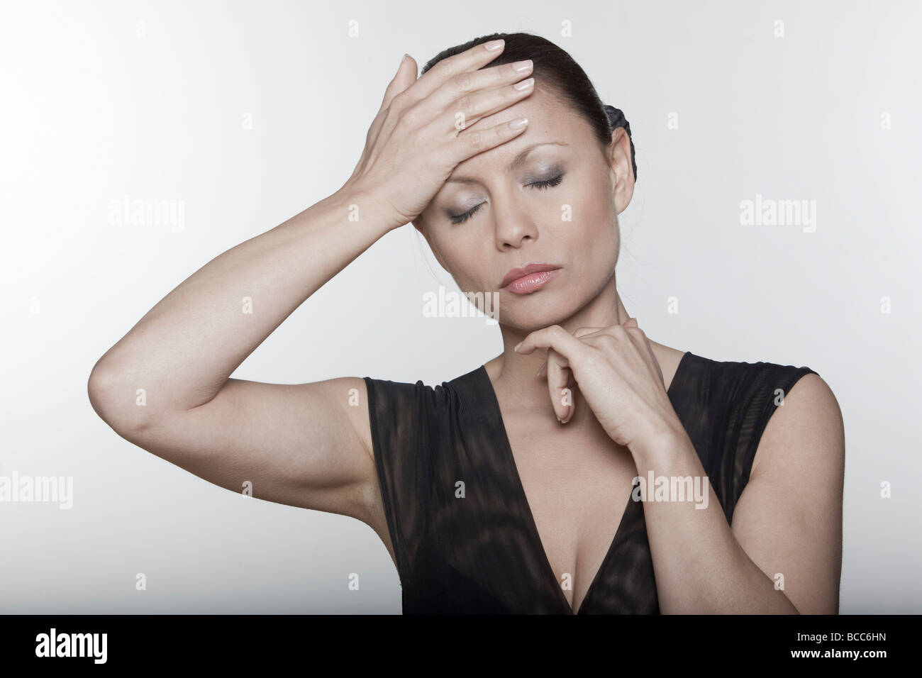 beautiful expressing woman portrait on siolated background confused ...