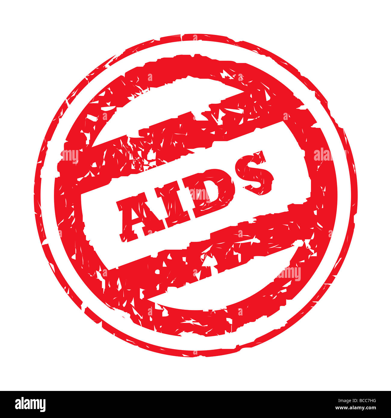Used red AIDS stamp isolated on white background Stock Photo - Alamy