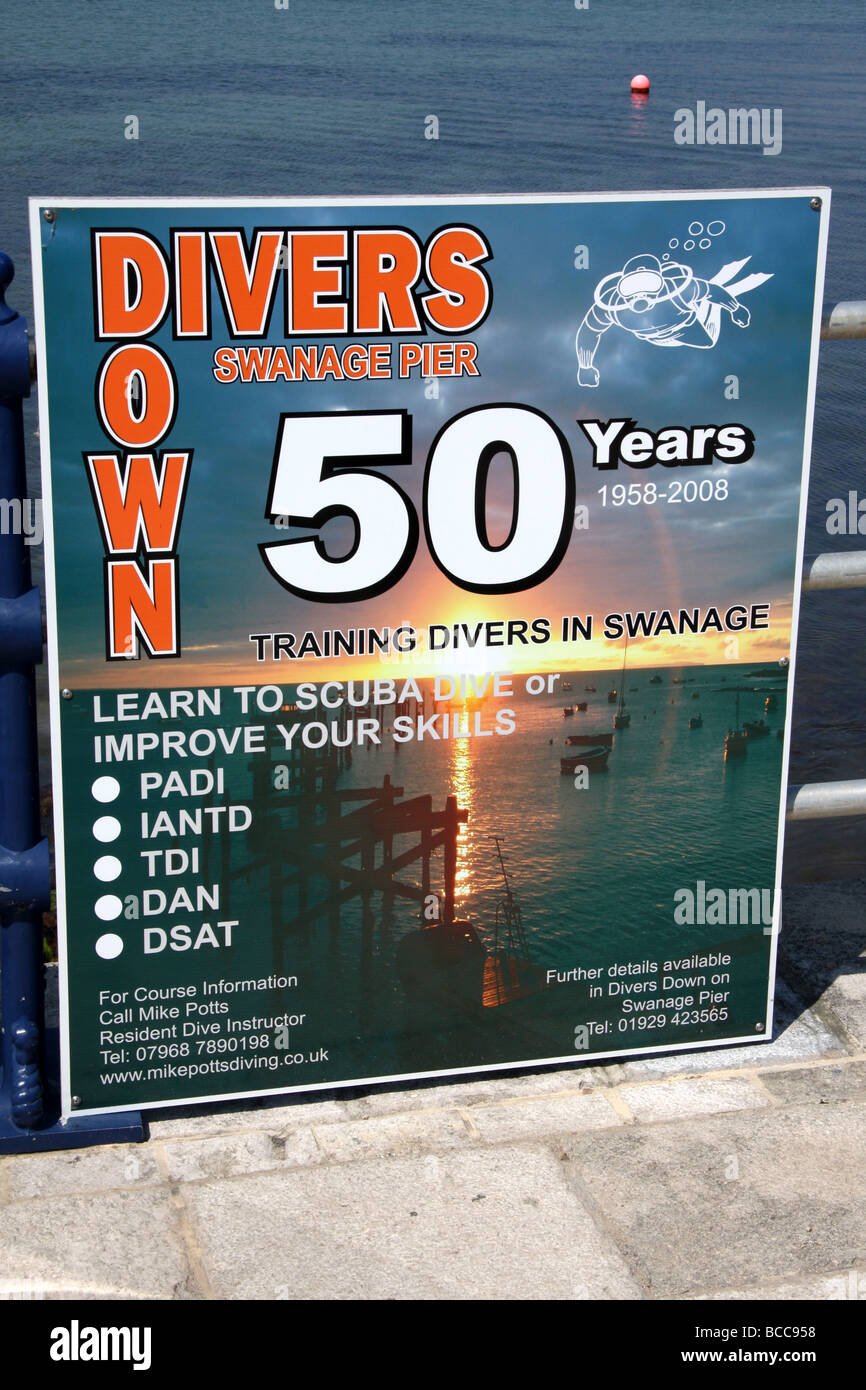 Scuba diving school advert, Swanage, Dorset, Uk Stock Photo - Alamy