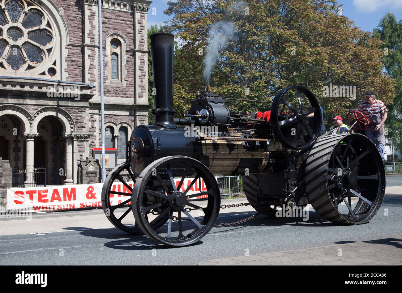 Traction engine in street parade Steam Fair Abergavenny Wales UK Stock ...