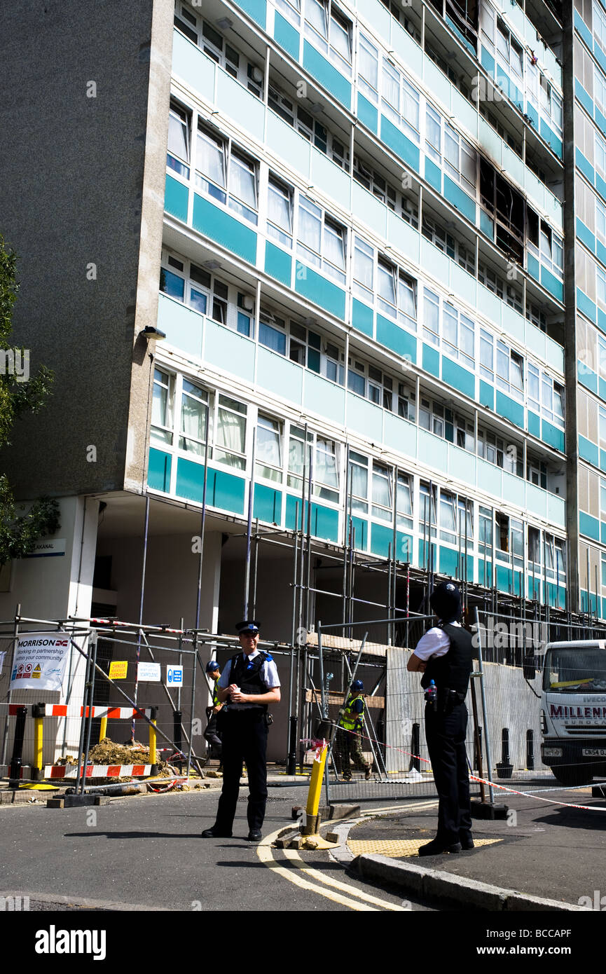 Aftermath of the fire at Lakanal House, Sceaux Gardens, Camberwell ...