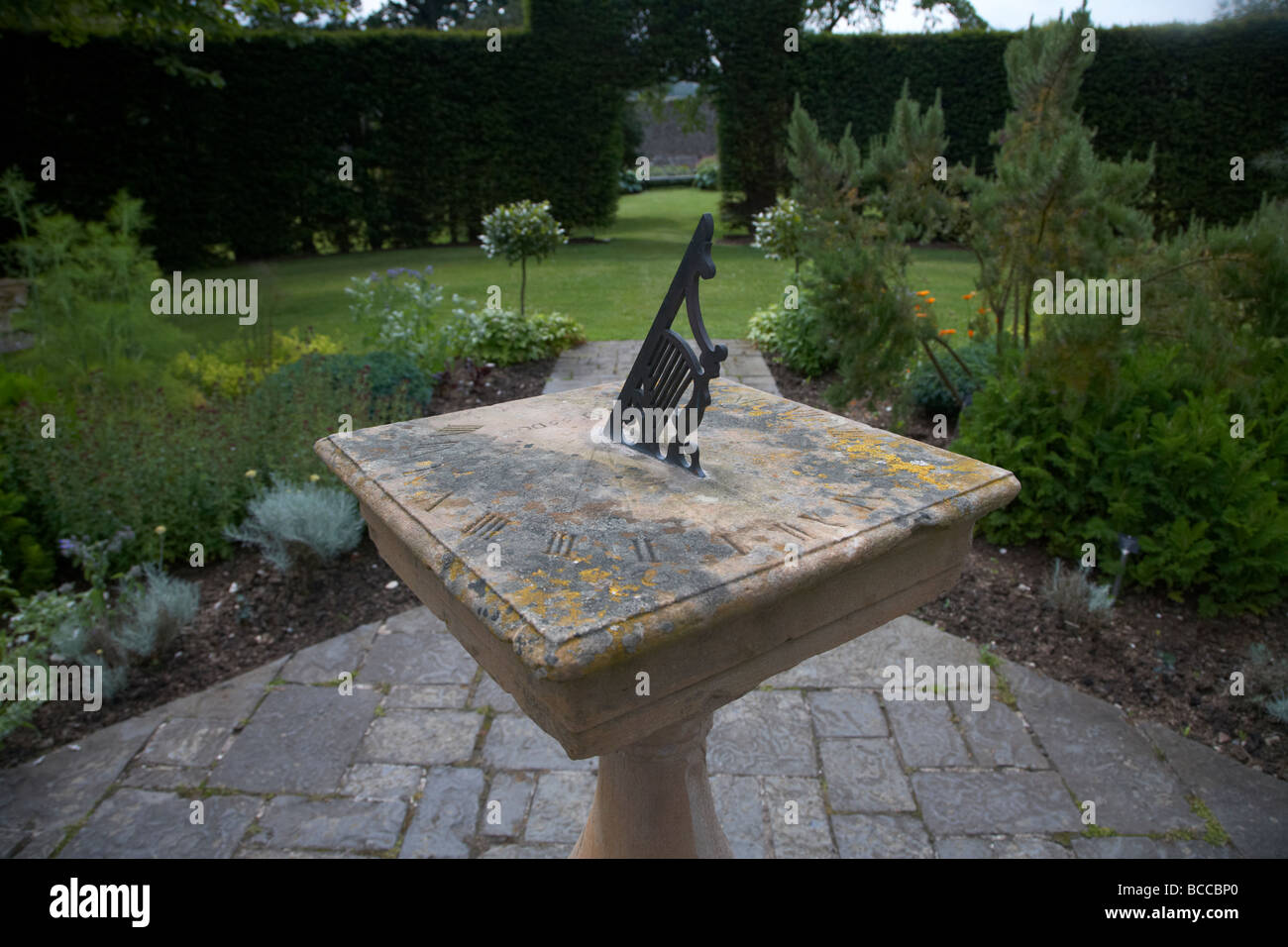 sundial in the walled garden at Glenarm castle county antrim northern ...