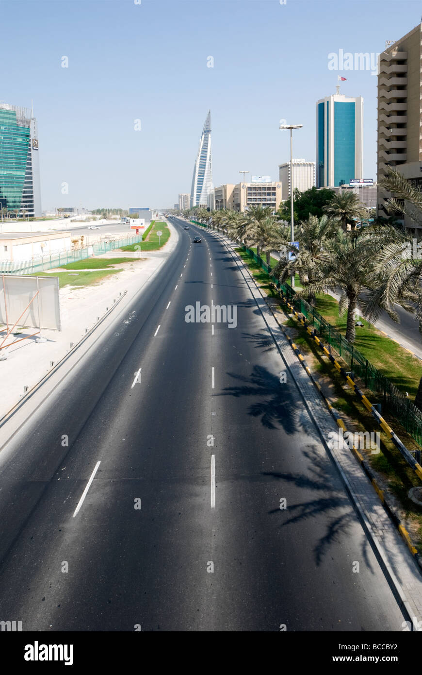 Three lanes road seen from above in Manama, Kingdom of Bahrain Stock ...