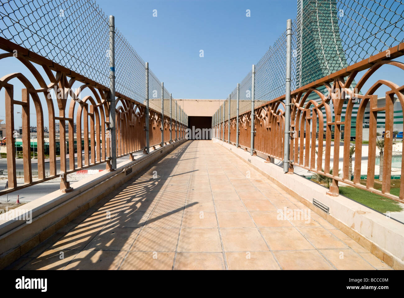 Pedestrian bridge above motorway in Manama, Kingdom of Bahrain Stock ...