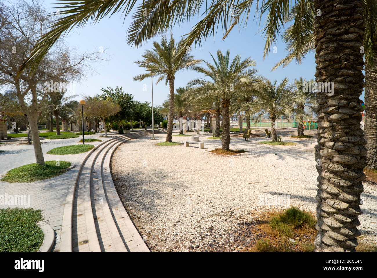 Park with palms in Manama, Kingdom of Bahrain Stock Photo - Alamy