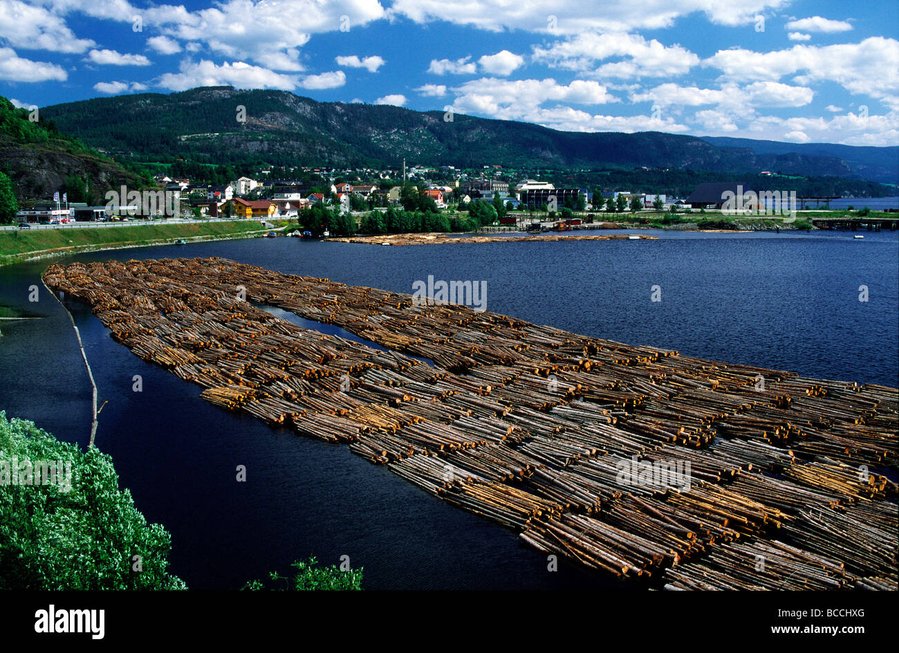 Norway, waterway transport of tree trunks Stock Photo - Alamy