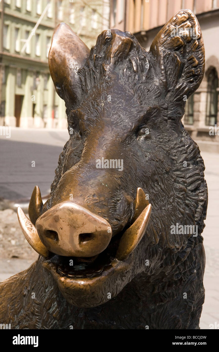 Martin Meyer's "Sitzendender Keiler" (Sitting Boar) sculpture outside ...