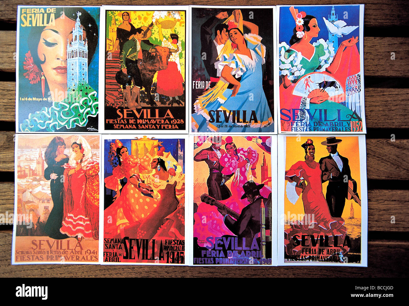 Spain, Andalusia, Sevilla, Ancient posters announcing the feria de ...