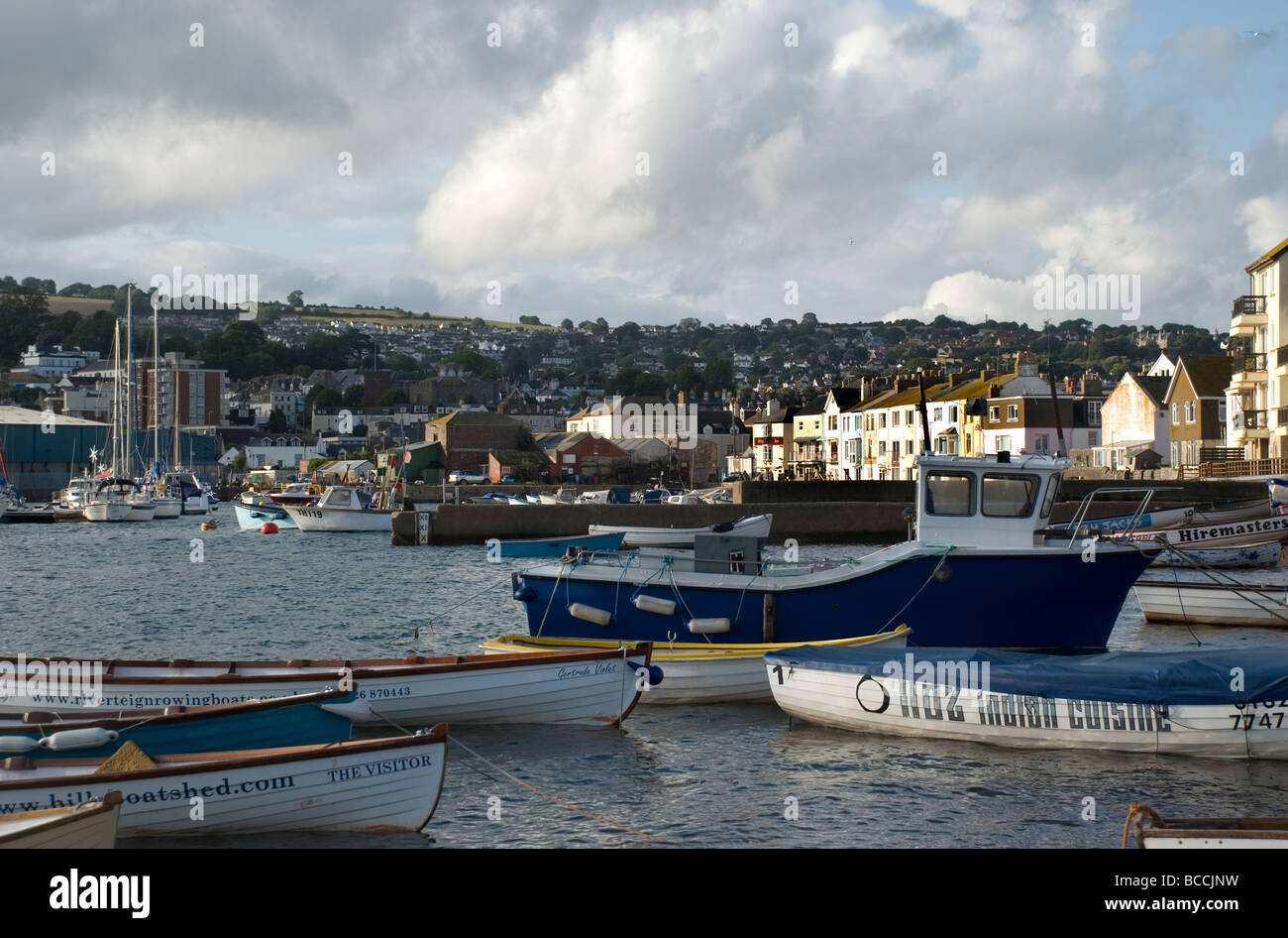 Teignmouth fromthe back beach showing the harbour hi-res stock ...