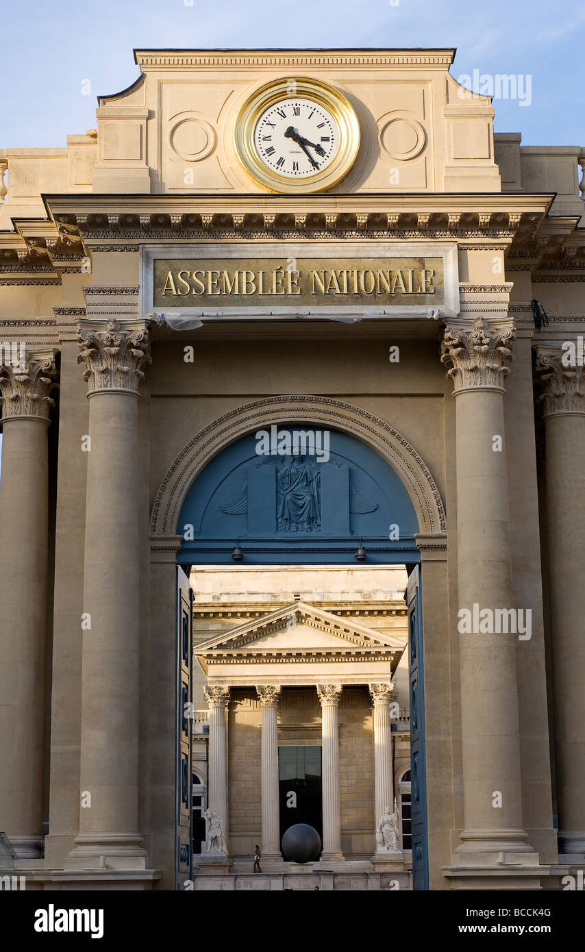 France, Paris, the French National Assembly, Palais Bourbon entrance ...