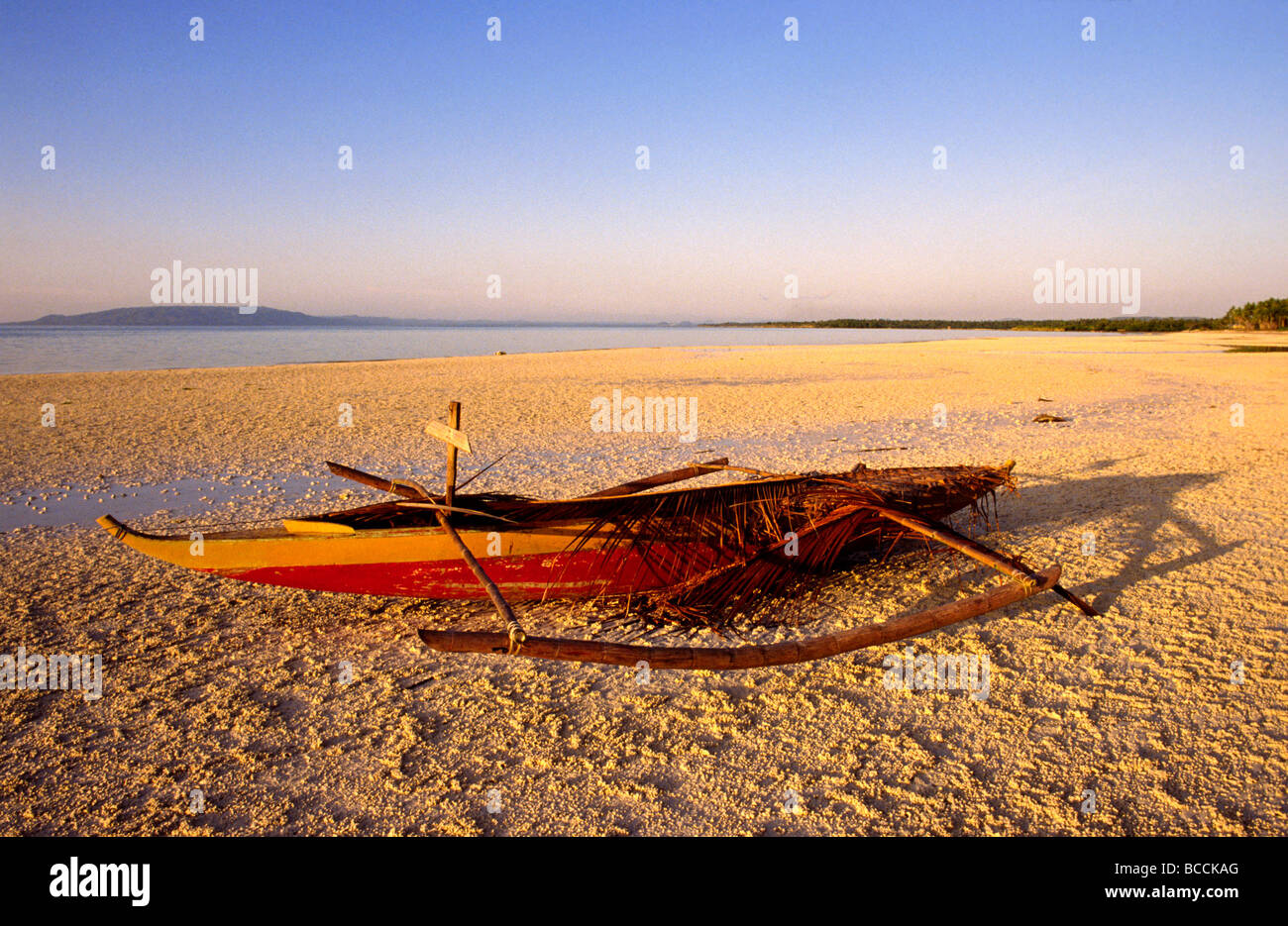 Philippines, Visayas Archipelago, Bohol Island, outrigger canoe on a ...