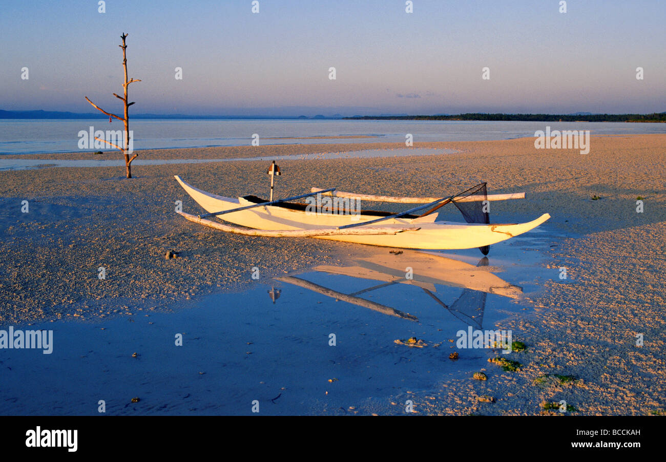Philippines, Visayas Archipelago, Bohol Island, outrigger canoe on a ...