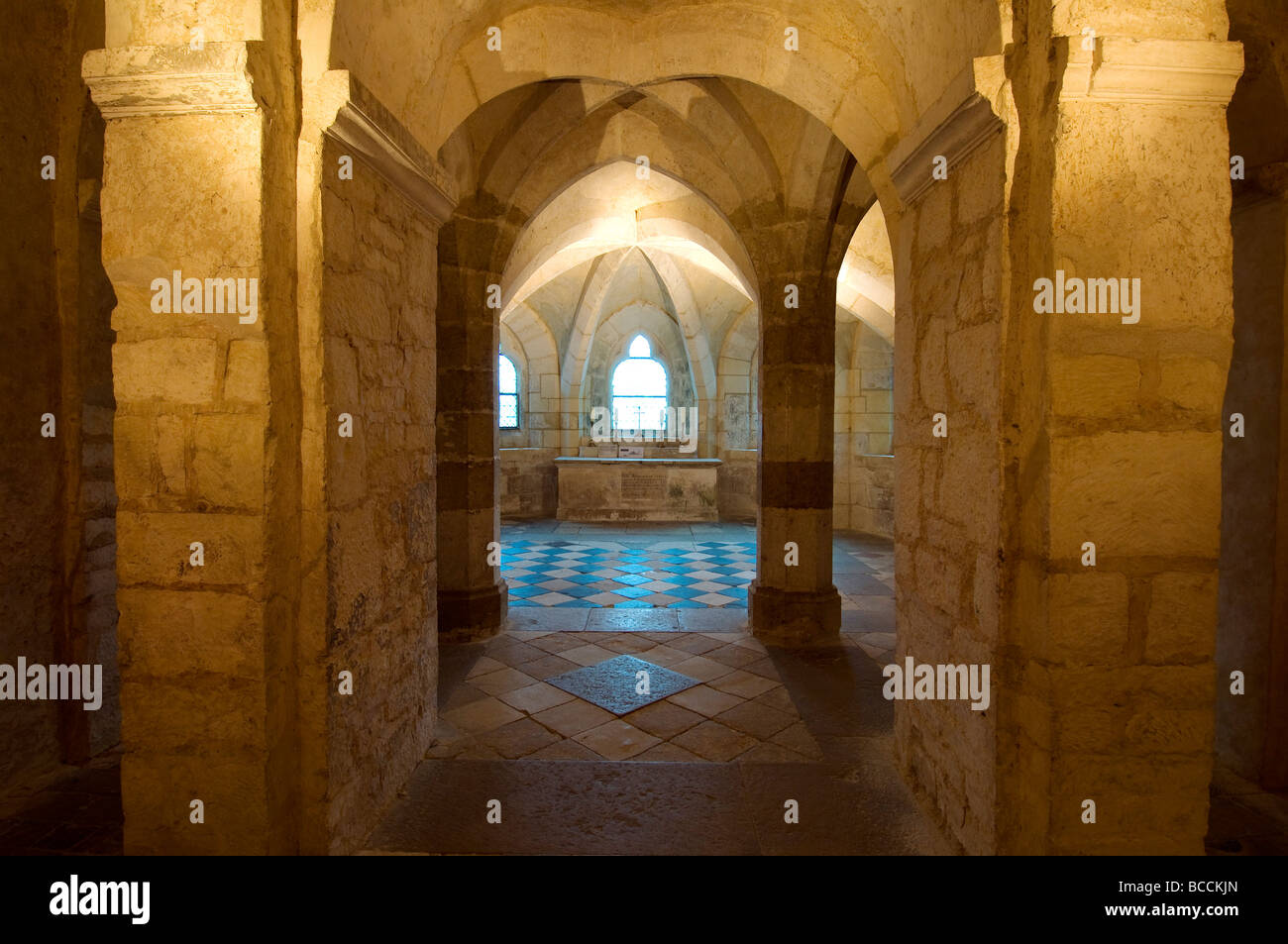 France, Yonne, Auxerre, Saint Germain abbey, romanesque crypt ...