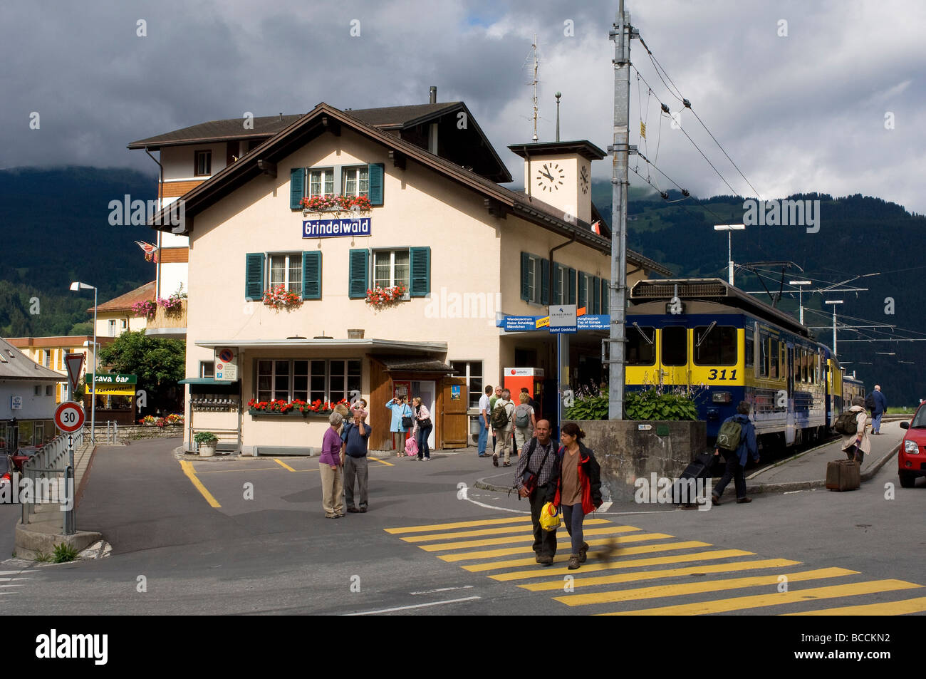 Switzerland, Canton of Bern, Bernese Oberland, Grindelwald, train at ...