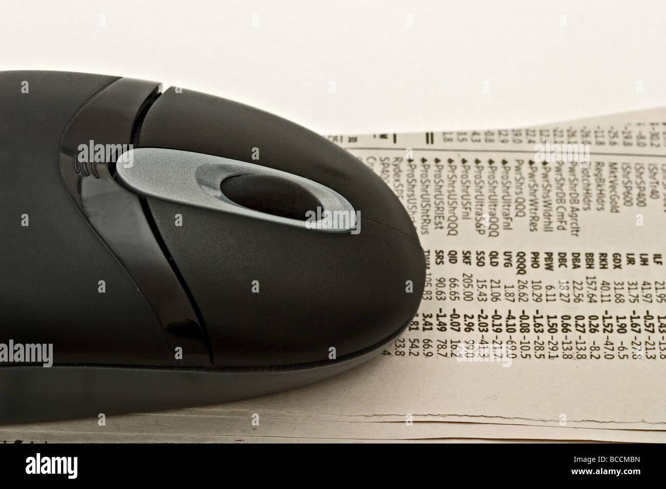 Computer mouse on a newspaper with stock listings Stock Photo - Alamy