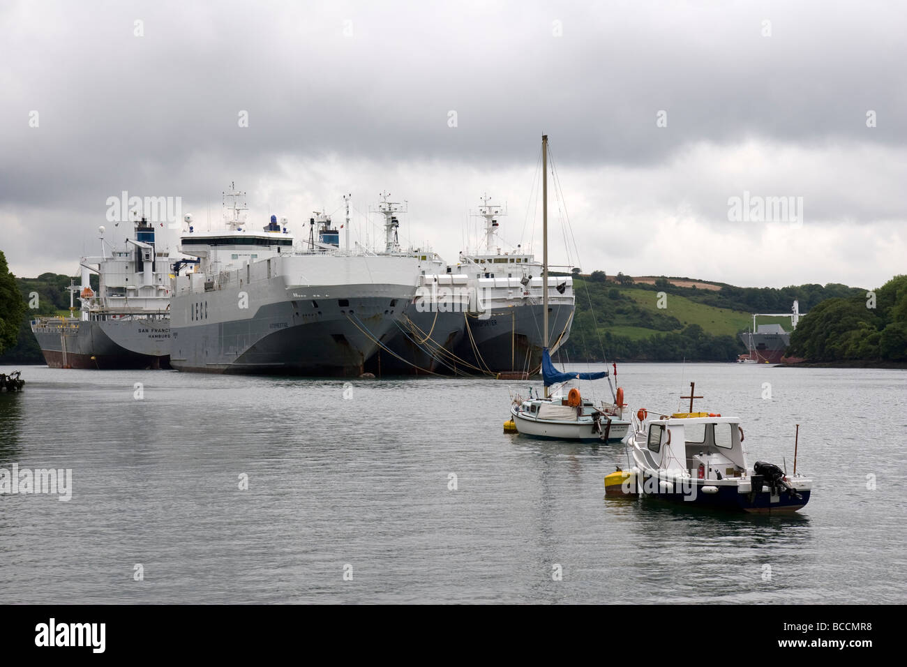Laid-up ships on the River Fal Stock Photo - Alamy