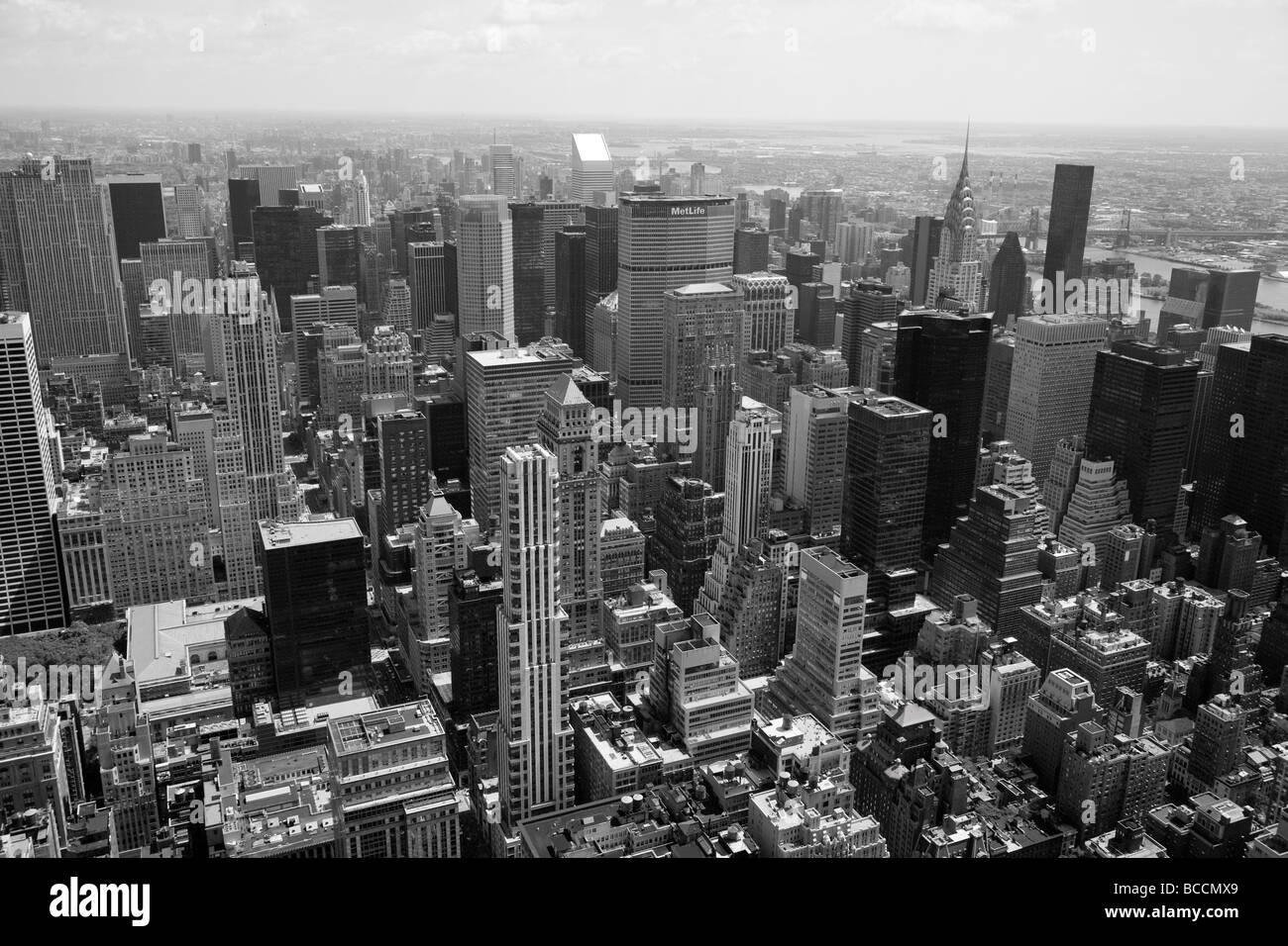 Aerial panoramic view over upper Manhattan from Empire State building ...