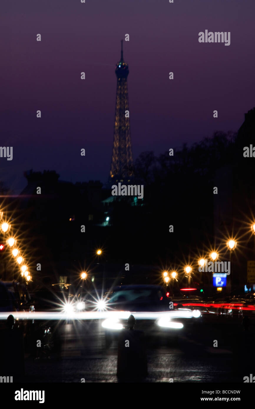 Evening view of the Eiffel Tower Paris as seen from the Pantheon Paris ...