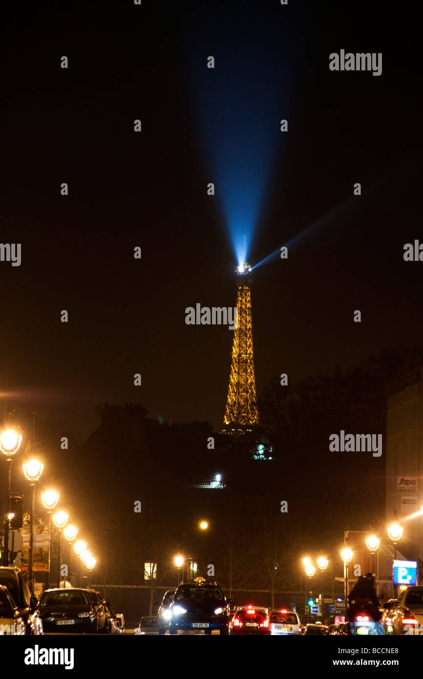 Evening view of the Eiffel Tower Paris as seen from the Pantheon Paris ...