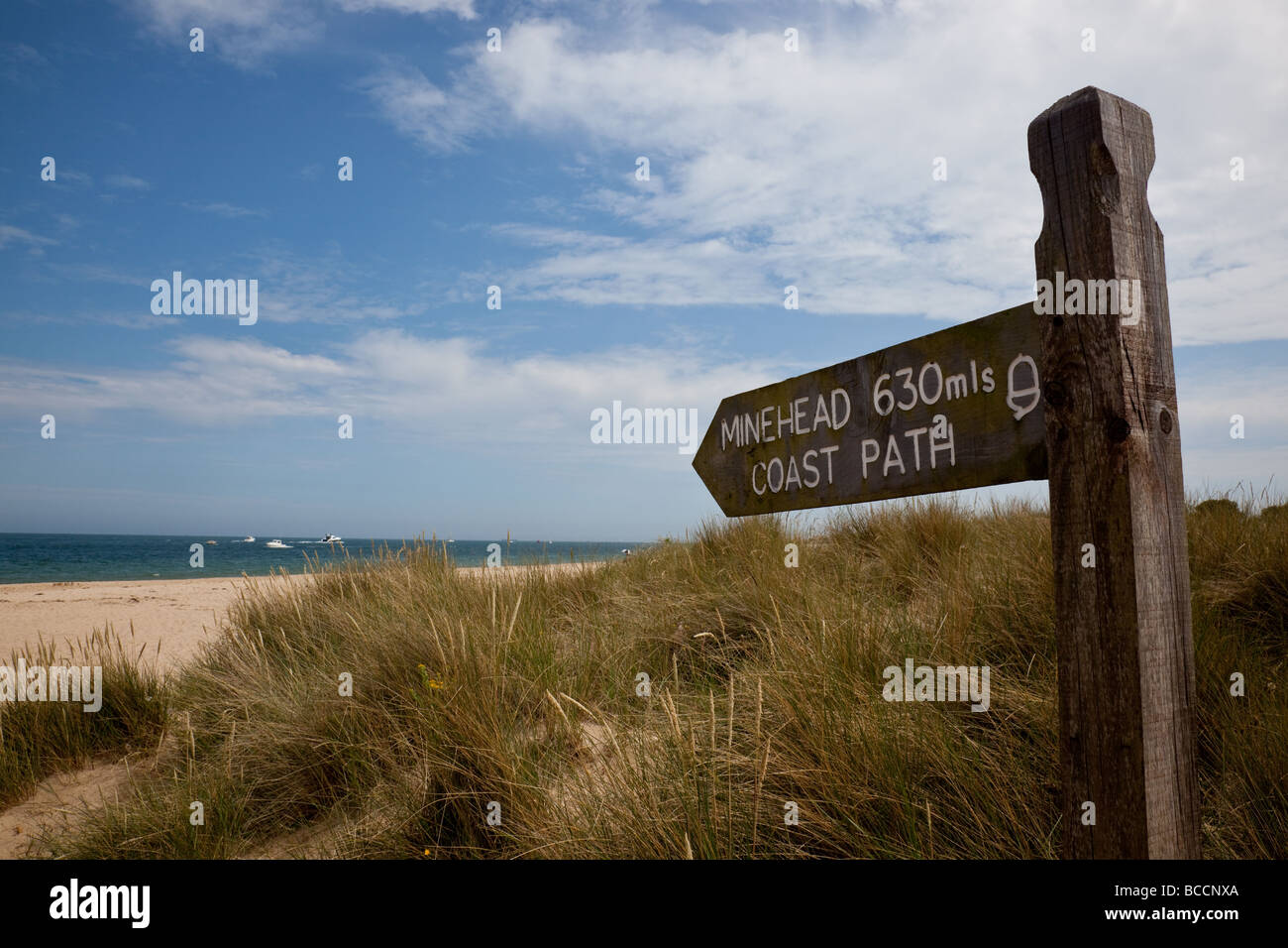 South West Coast Path waymarker signpost to Minehead, near Poole ...