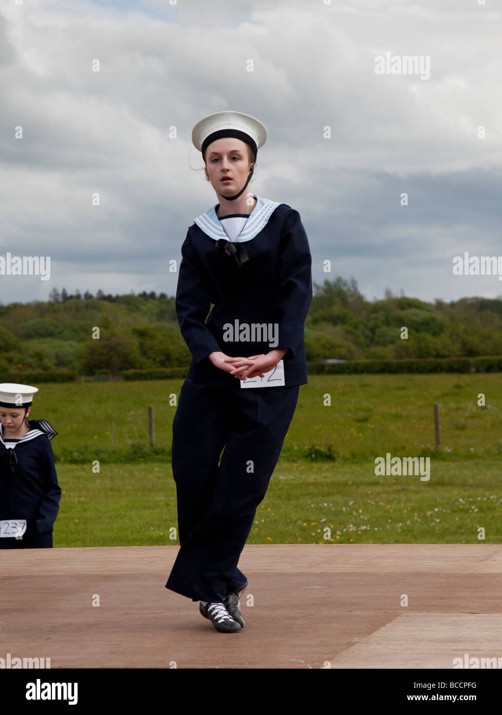 Girl dancer dancing the Sailor's Hornpipe at Dalry Open Show, Ayrshire ...