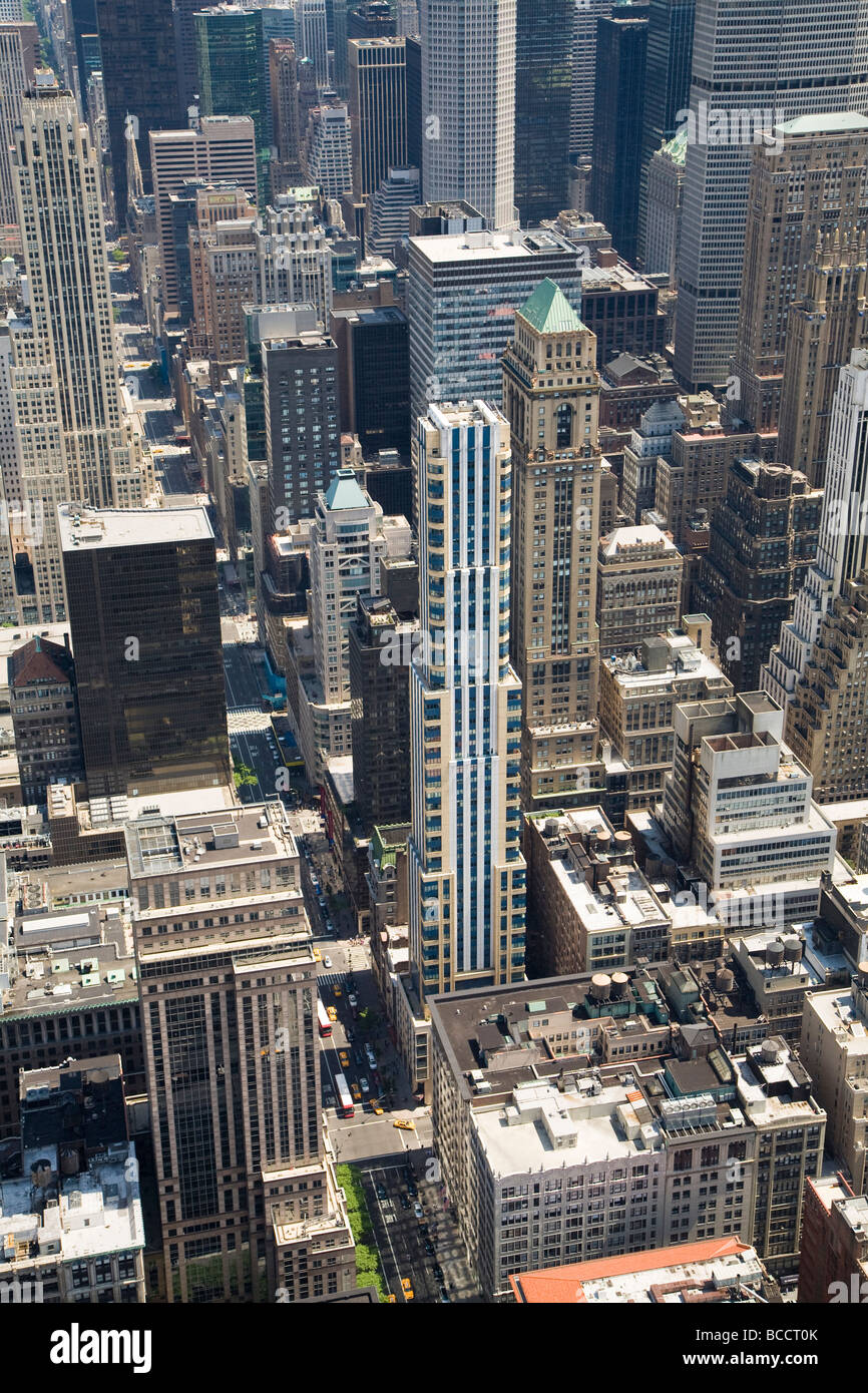 Aerial panoramic view over upper Manhattan from Empire State building ...