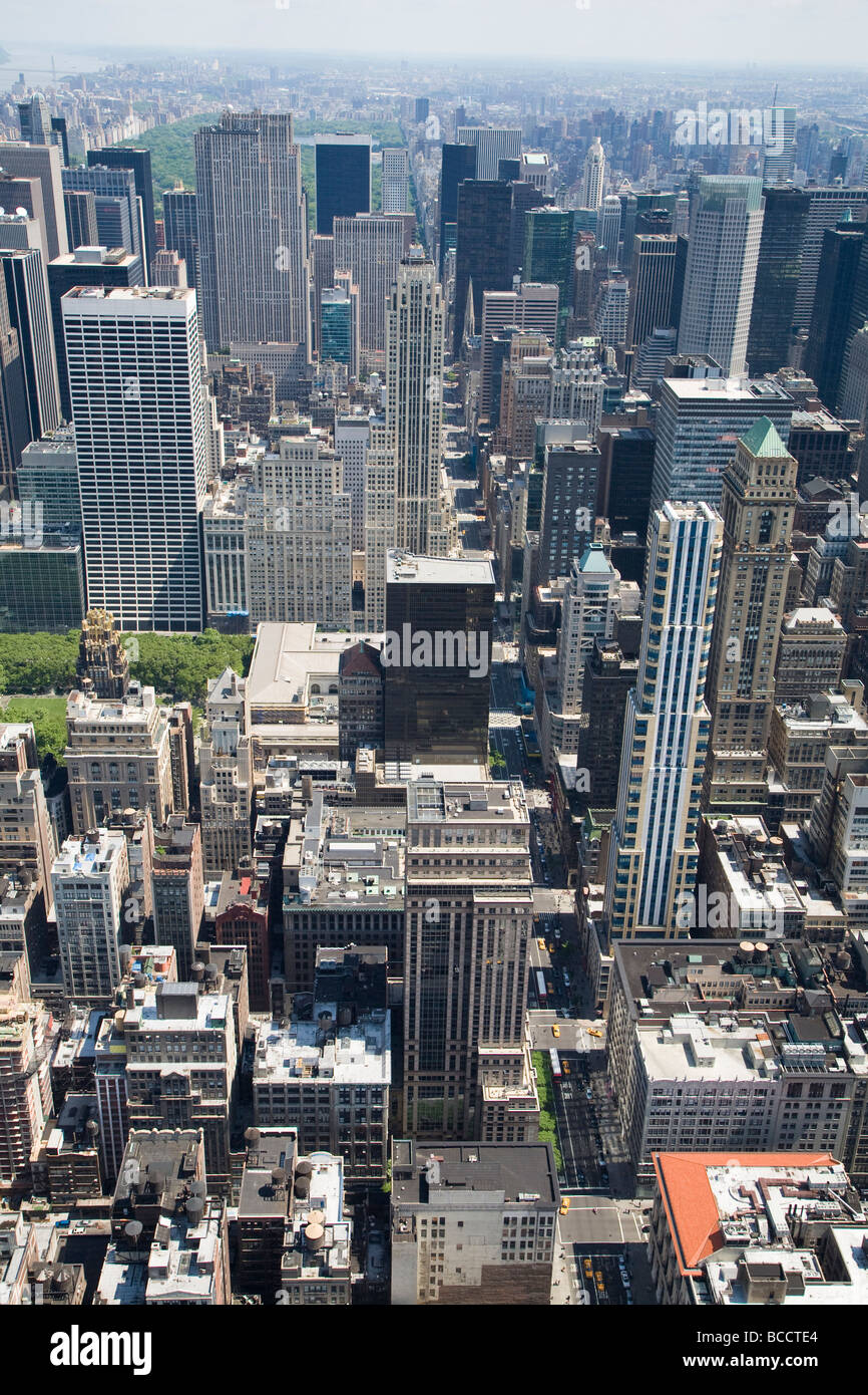 Aerial panoramic view over upper Manhattan from Empire State building ...