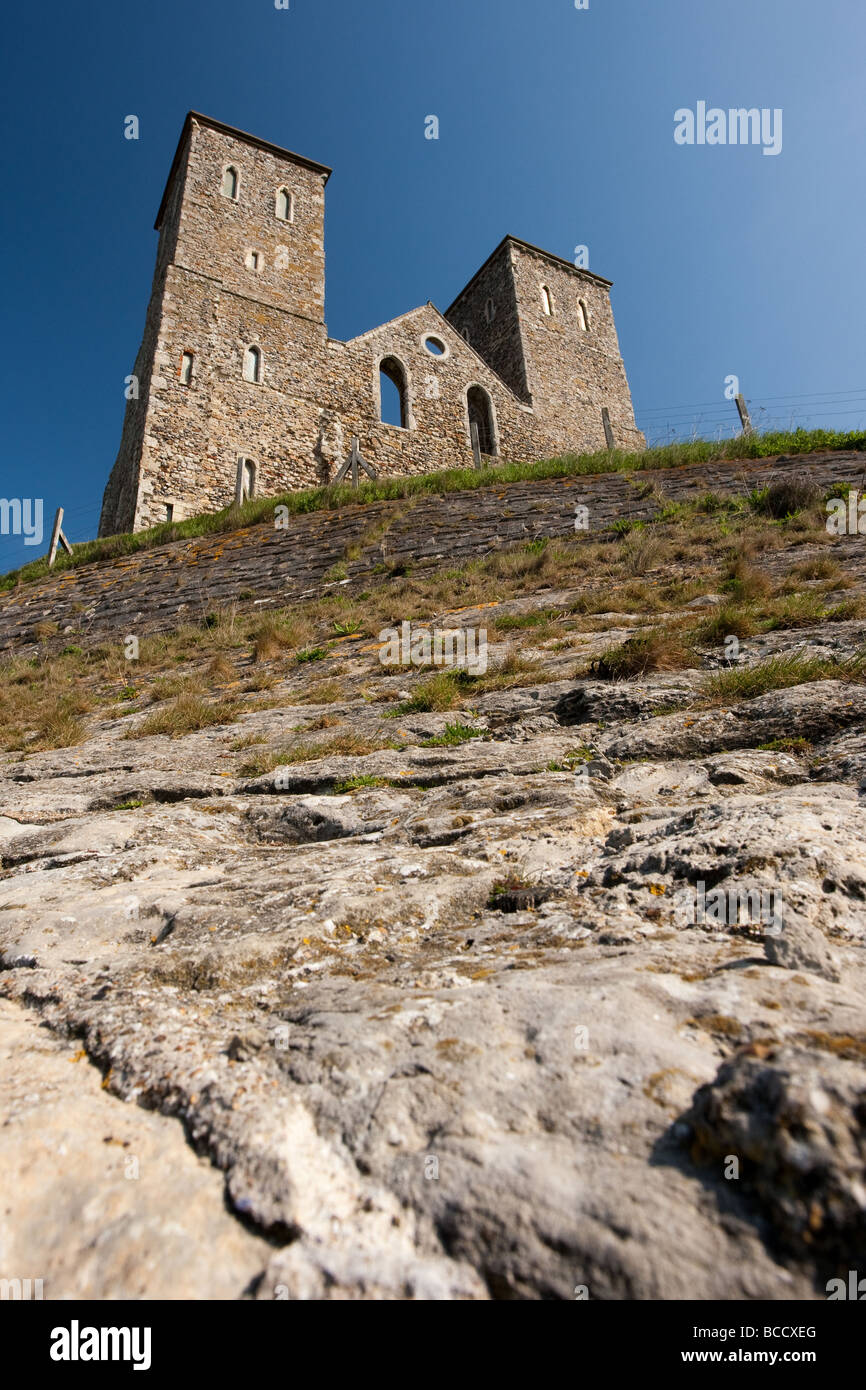 Reculver Castle Towers and Roman Fort in South-East Kent Stock Photo ...