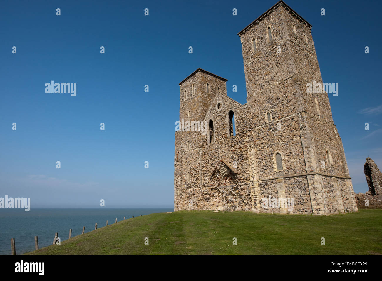 Reculver Castle Towers and Roman Fort in South-East Kent Stock Photo ...