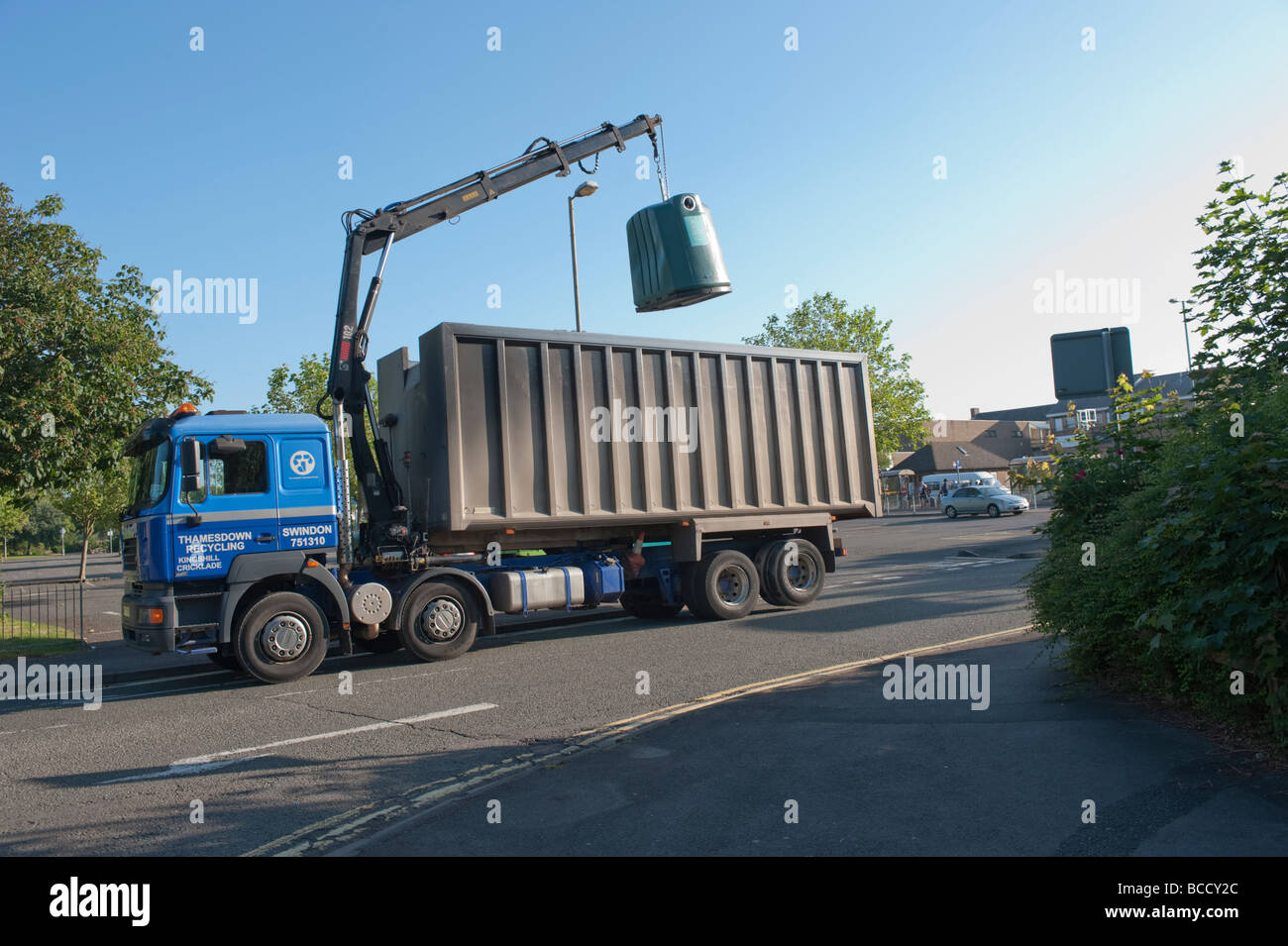 Lorry collecting glass for re-cycling Stock Photo - Alamy