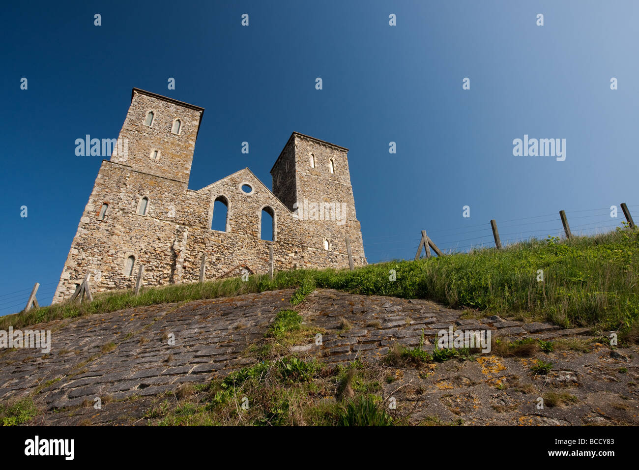Reculver Castle Towers and Roman Fort in South-East Kent Stock Photo ...