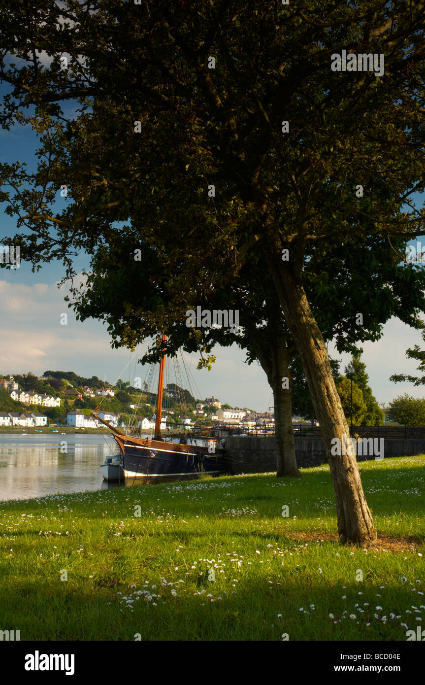 Fishing and sailing boats and the MS Oldenburg on the river Torridge ...