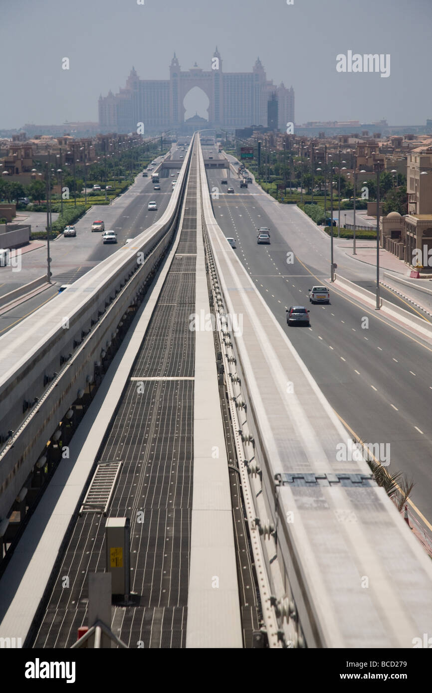 Dubai Palm Jumeirah Monorail Train and Track UAE Stock Photo - Alamy