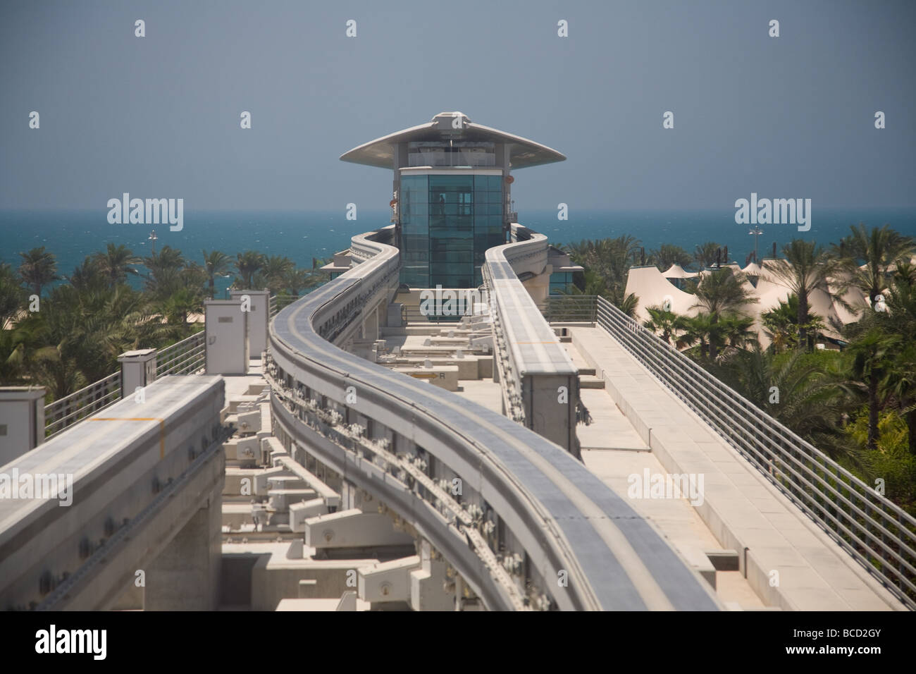 Dubai Palm Jumeirah Monorail Train and Track UAE Stock Photo - Alamy