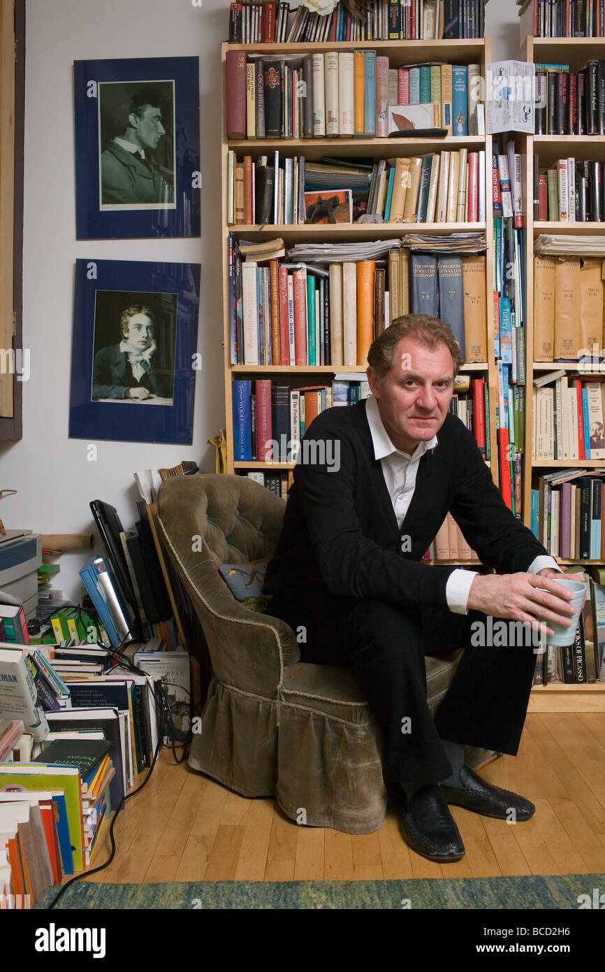 Poet Andrew Motion sat in the study of his North London home Stock ...