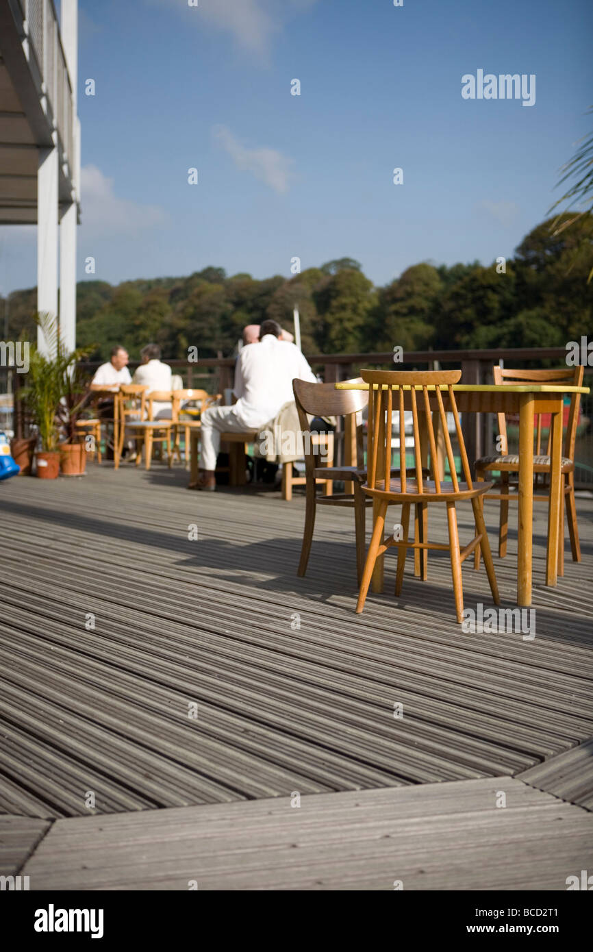 Riverside retro cafe Stock Photo - Alamy