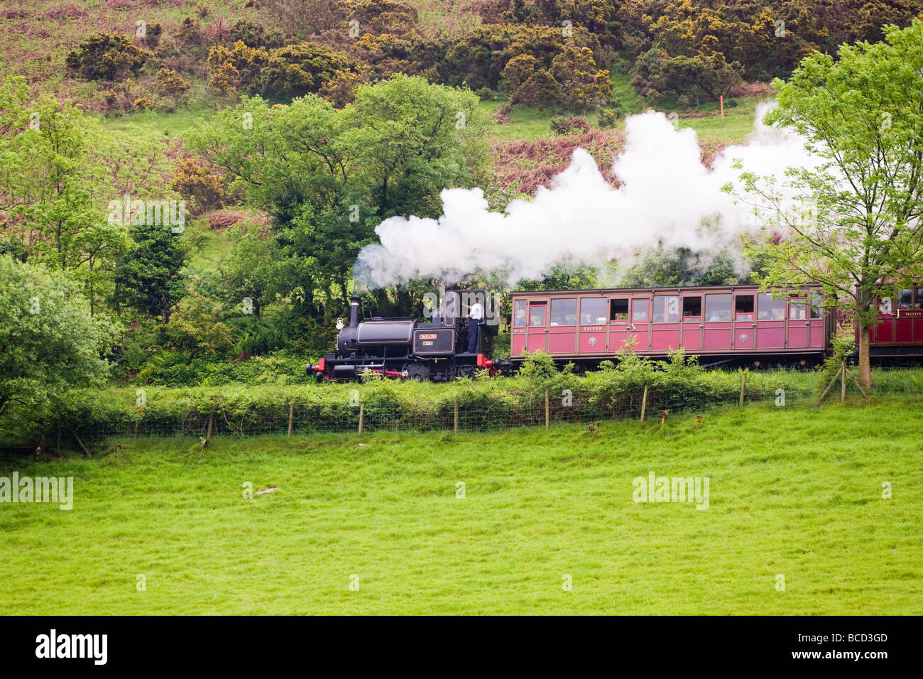 Steam Locomotive No 1 "Talyllyn" pulling a train on the Talyllyn ...
