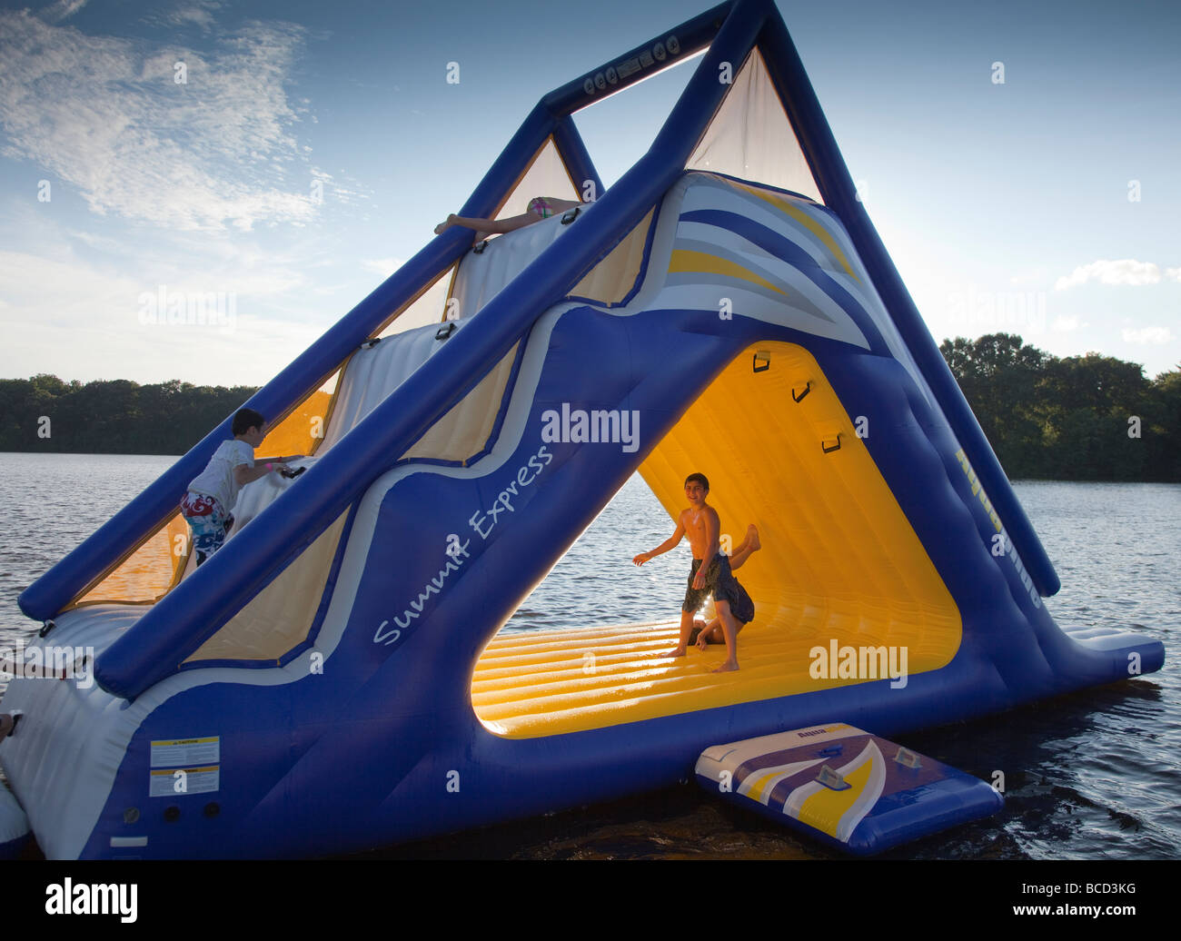 Inflatable raft in a lake Stock Photo - Alamy