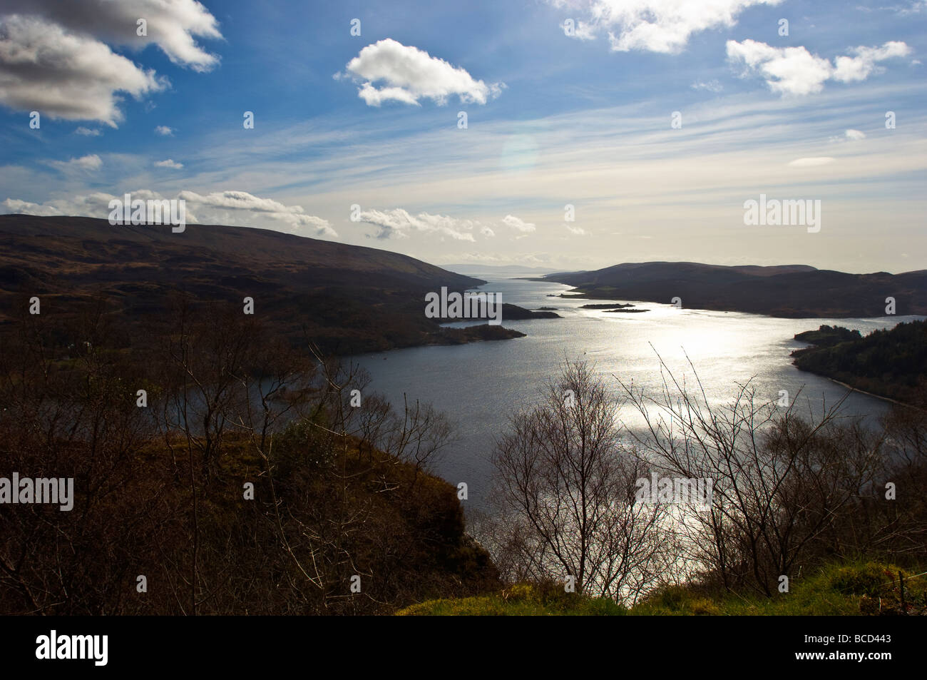 View south of the Kyles of Bute and the Colintraive Ferry outside ...