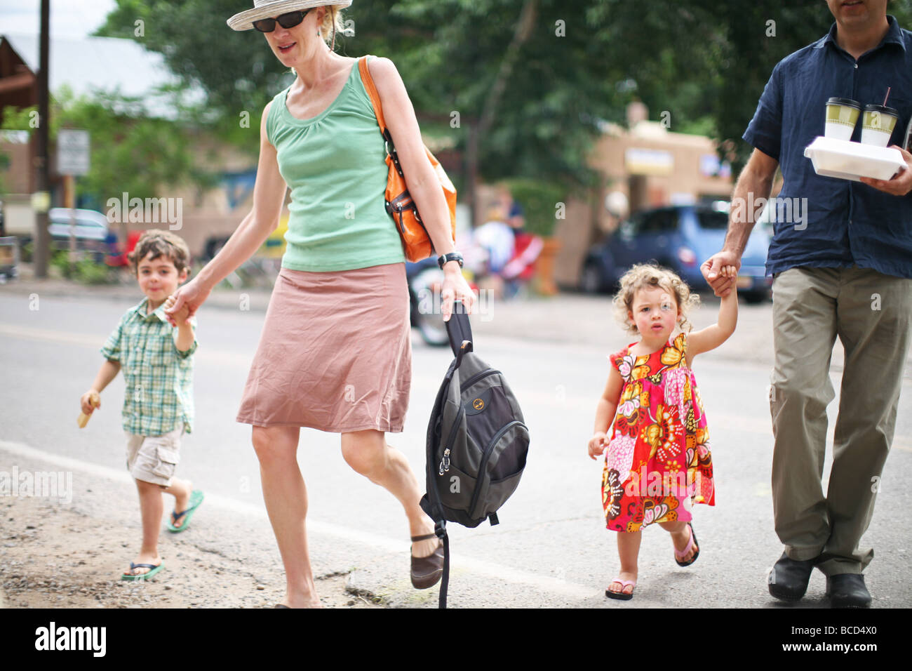 Mother and son crossing road hi-res stock photography and images - Alamy