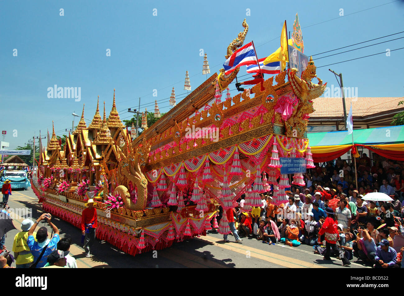 A float in the annual parade at the Rocket Festival in Yasothon ...
