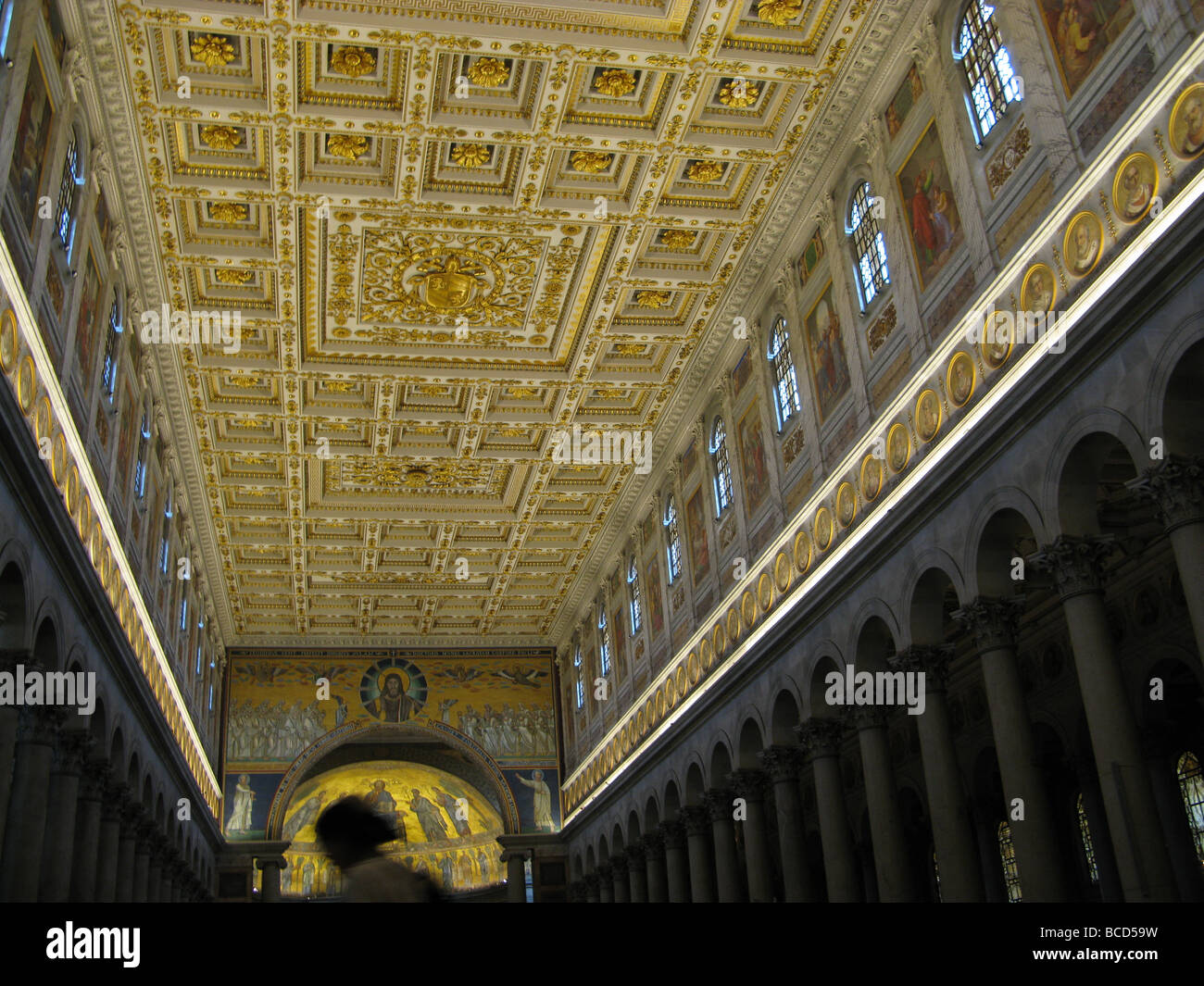 gold ceiling in saint paul's basilica, rome, italy Stock Photo - Alamy