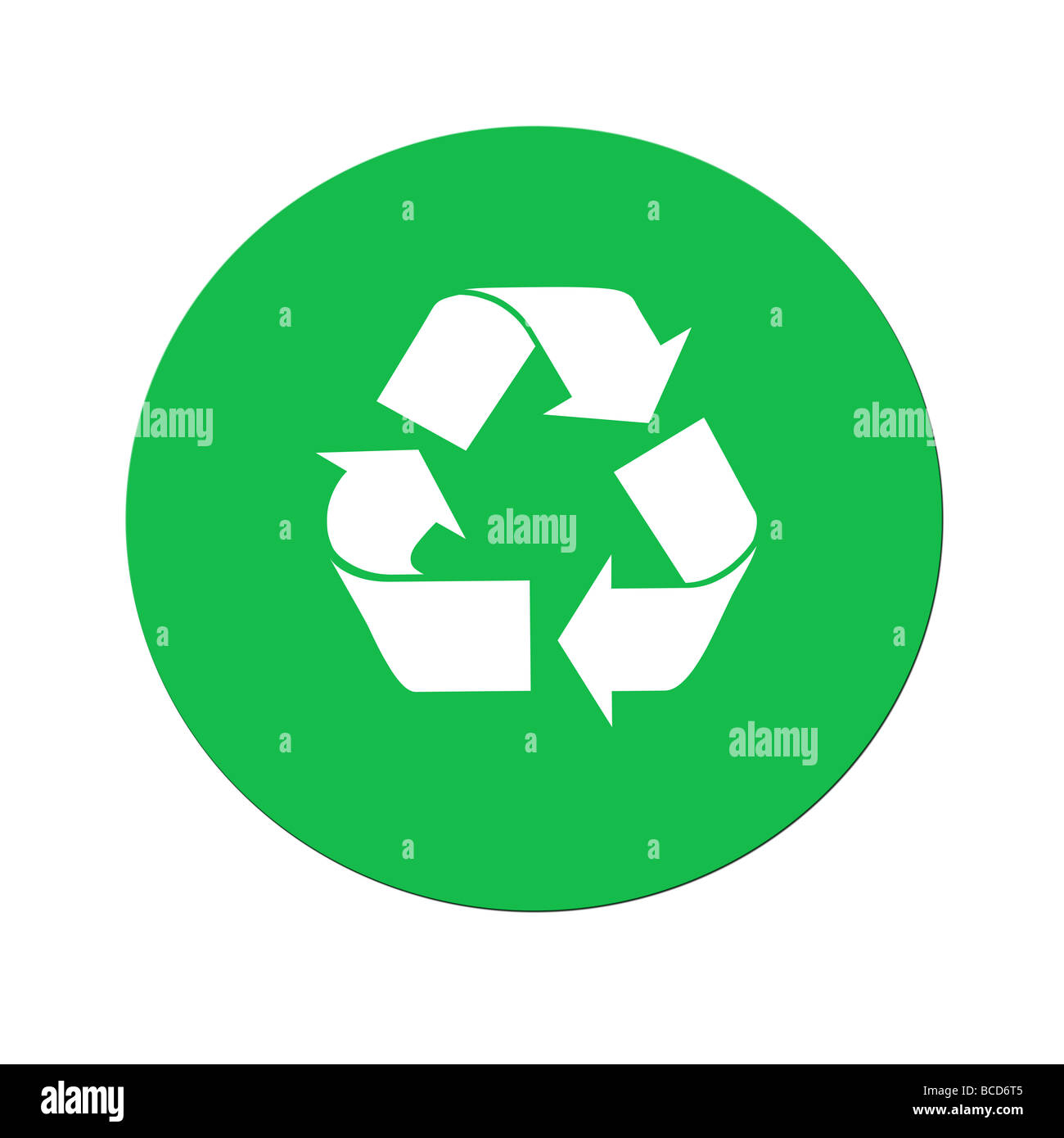 Green recycling button and symbol isolated on white background Stock ...