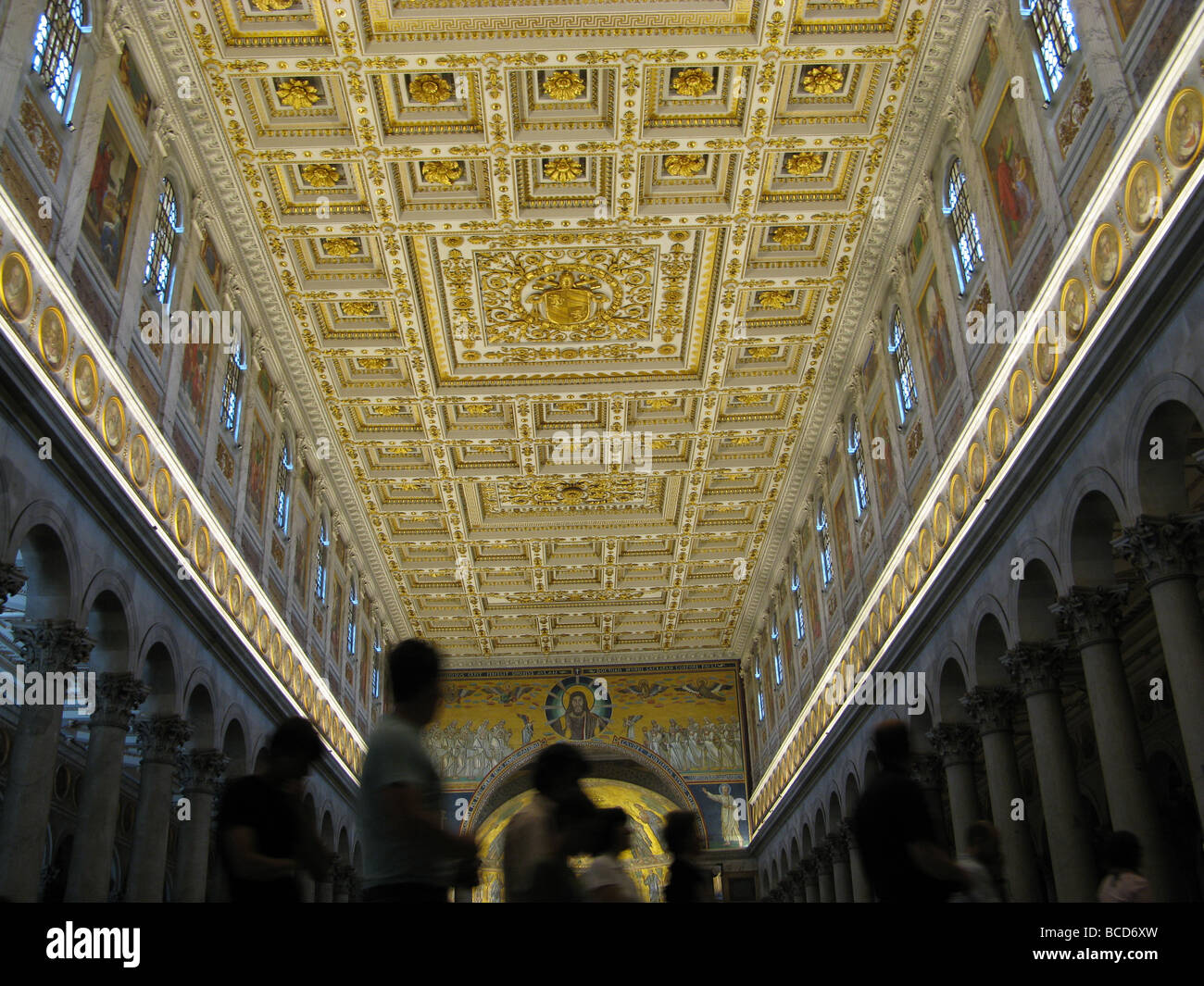 gold ceiling in saint paul's basilica, rome, italy Stock Photo - Alamy