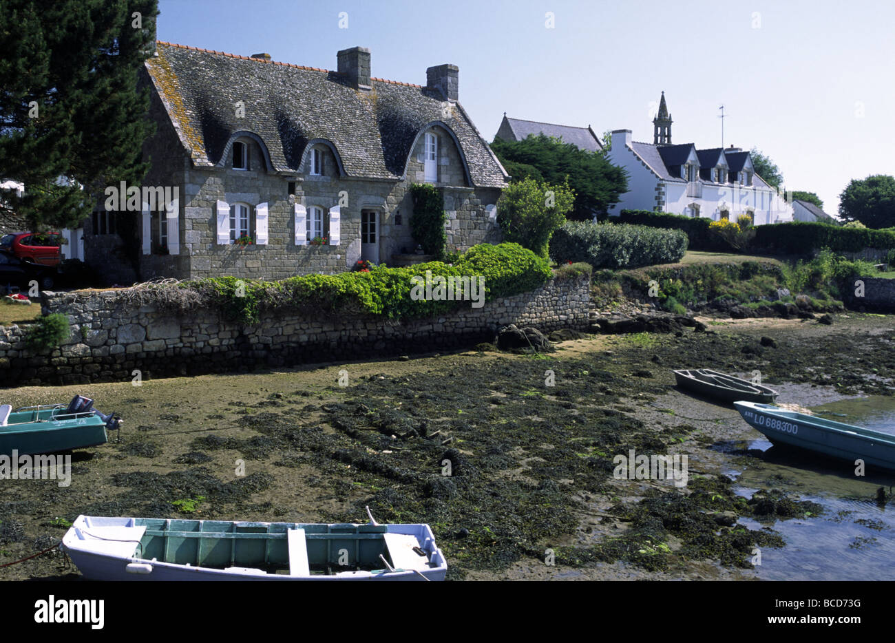 A typical Breton-style house in the picturesque village of St Cado in ...