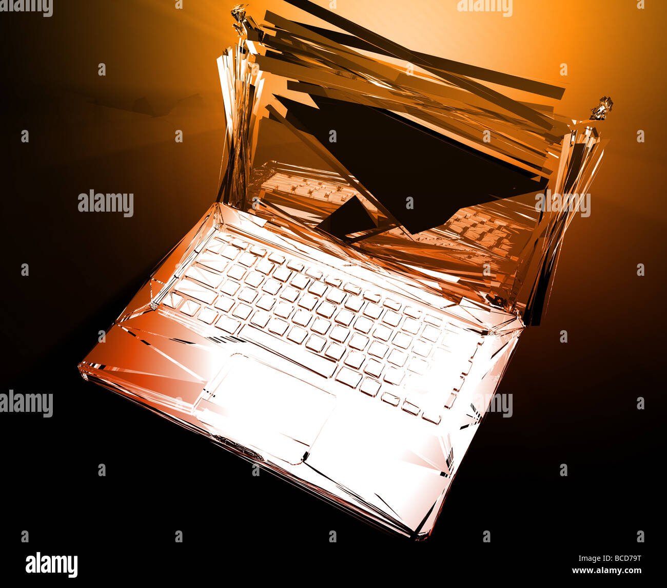 Computer technology failure with broken notebook concept illustration ...