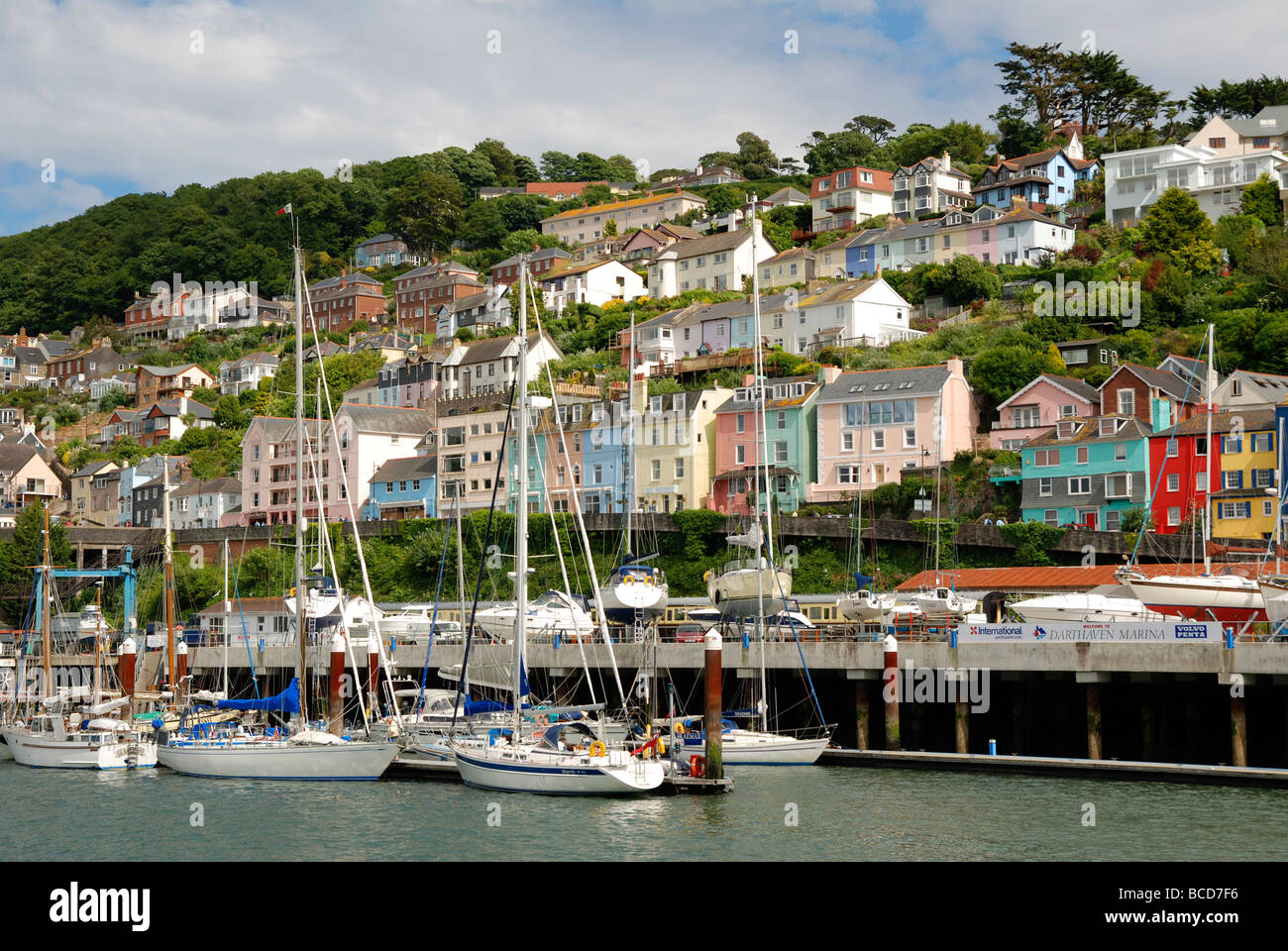 a view of kingswear from a boat on the river dart,dartmouth,devon,uk ...