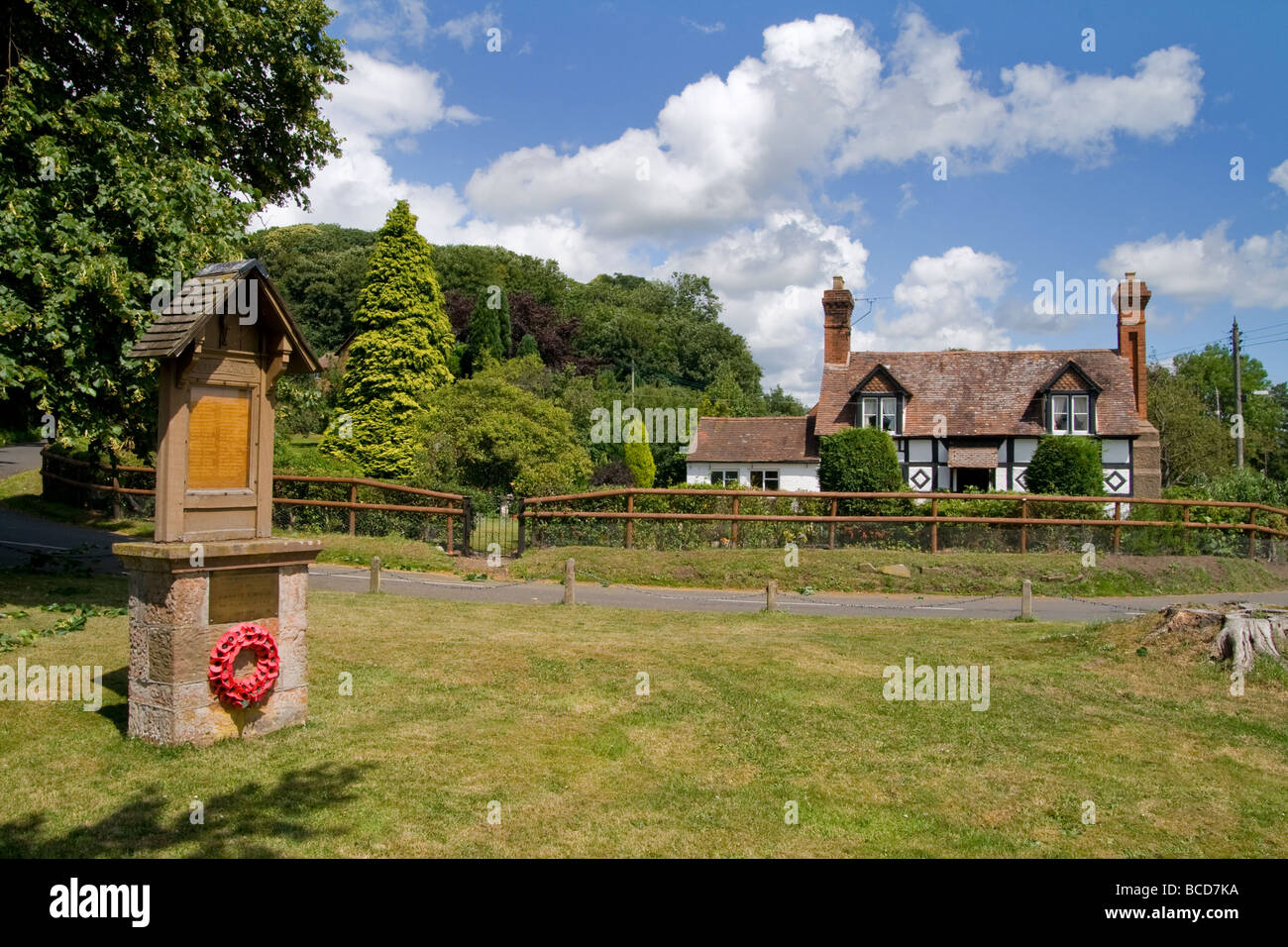 Worfield War Memorial and Village Green, Shropshire, England Stock ...