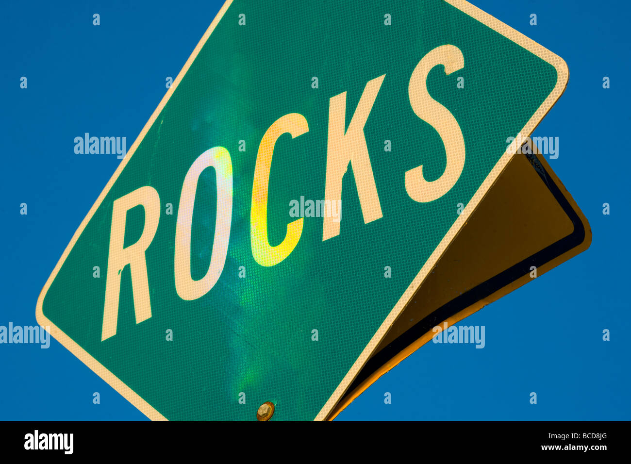 This is a sign indicating Rocks Stock Photo - Alamy